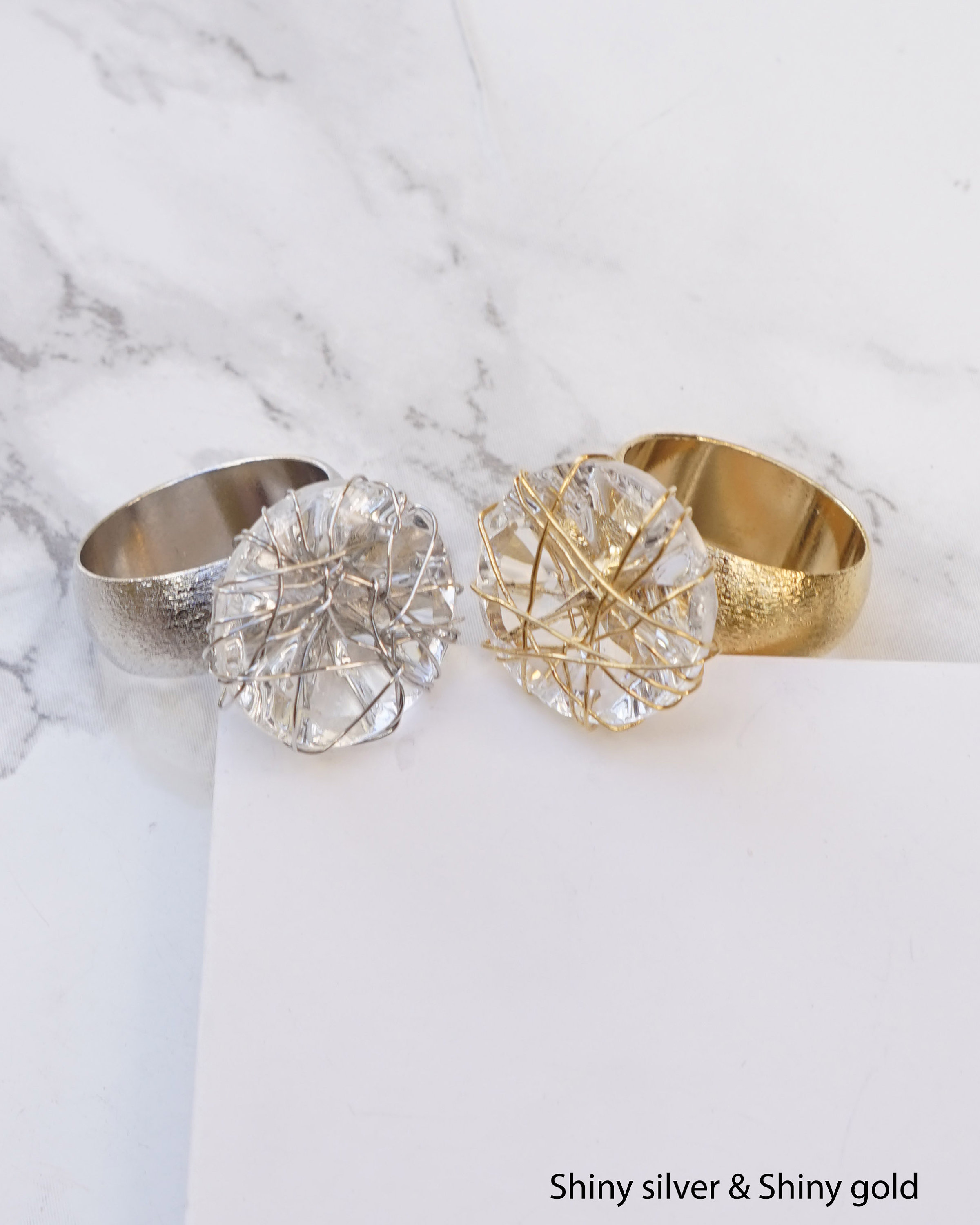 Clear Crystal Stone Rings for Woman, Modern Ring, Gold Cocktail Ring ...