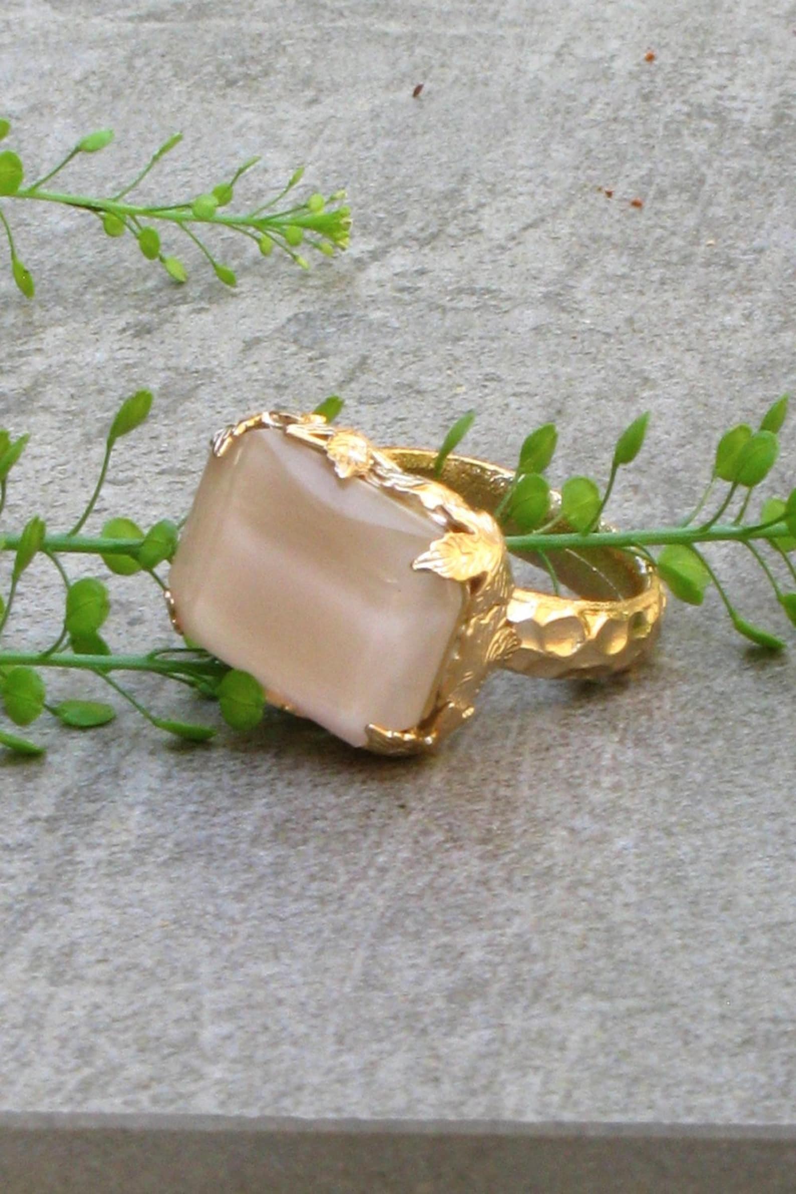 Opal Crystal Rings Large Stone Ring Octagon Ring Big - Etsy