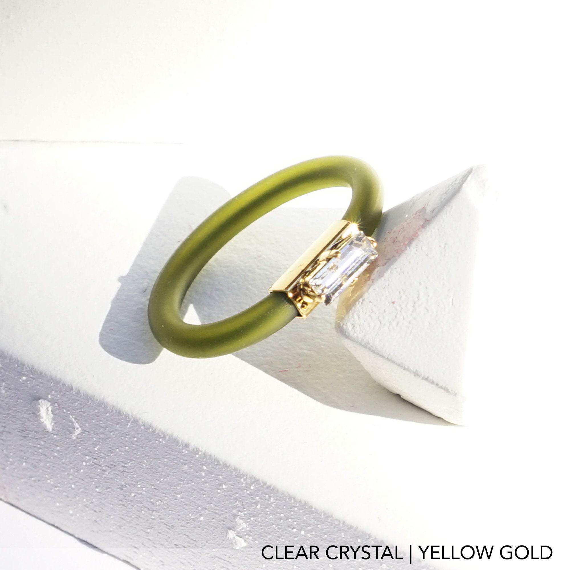 Silicone Rings for Women, Silicone Ring With Crystal, Olive Silicone ...