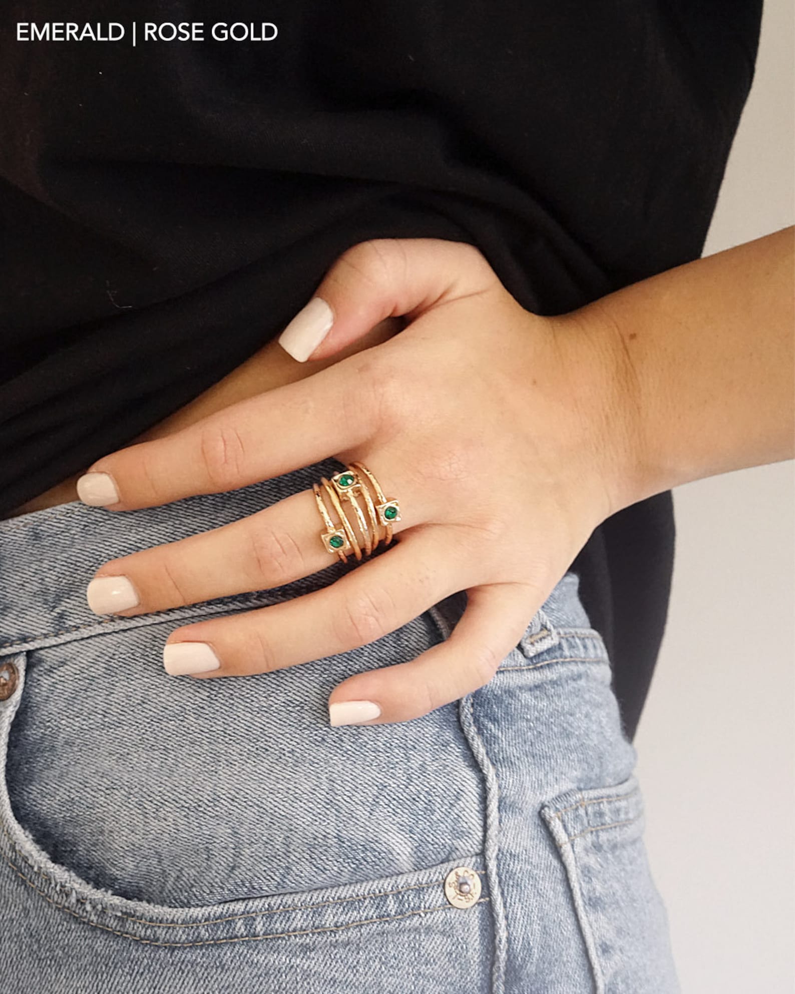 Crystal Ring Set, Gold Stackable Rings, Crystal Rings for Woman, Triple ...