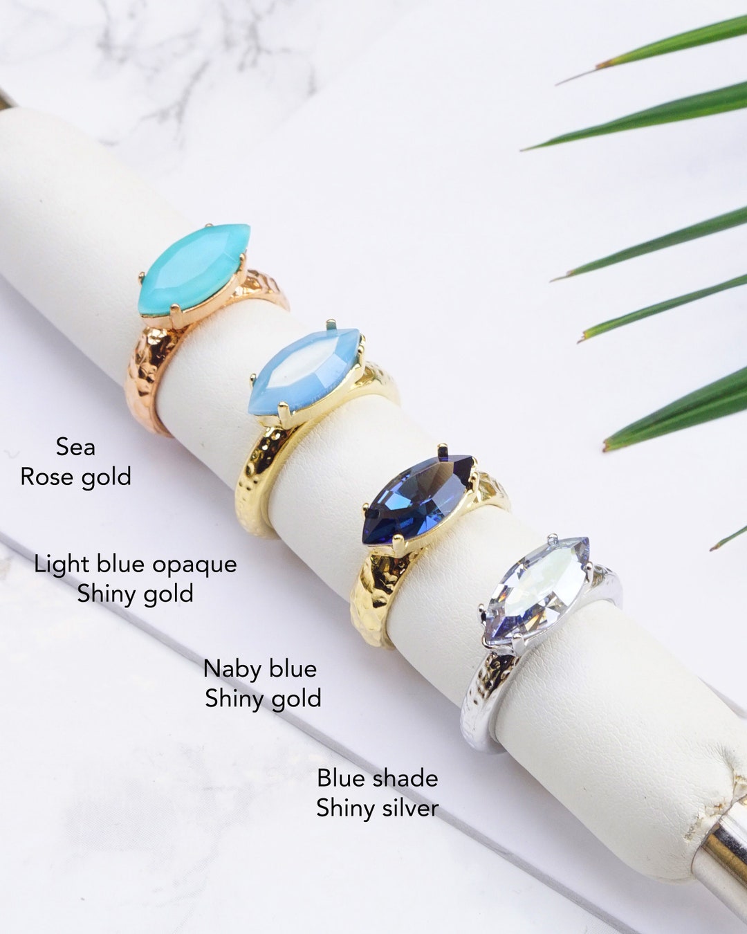 Crystal Blue Ring, Light Blue Rings, Gold Cocktail Rings, Gold Rings ...