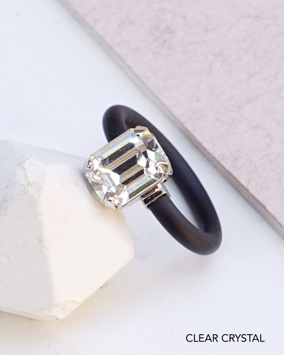 Clear Stone Ring,silicone Ring Women,rubber Ring,thin Ring,stone Ring,emerald Cut Rings,silicon ...
