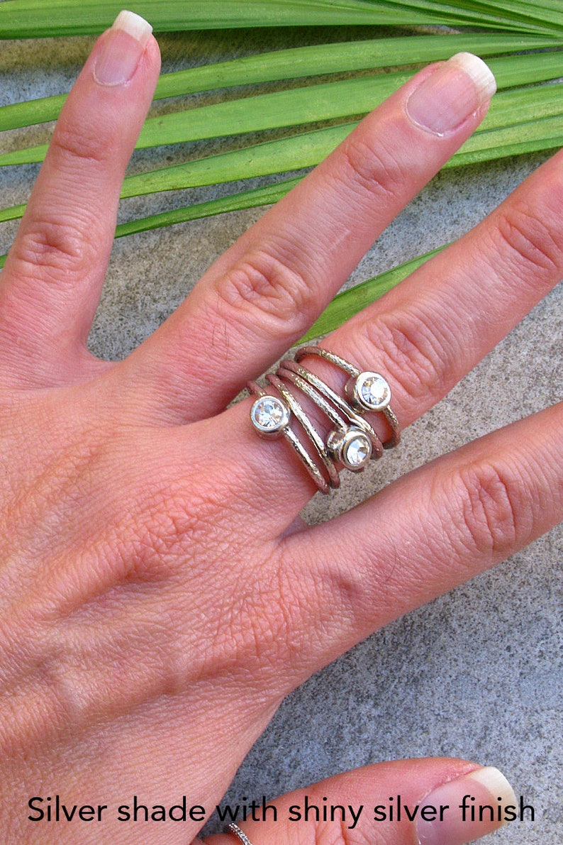 Three Stone Rings For Women Stack Rings Swarovski Rings | Etsy