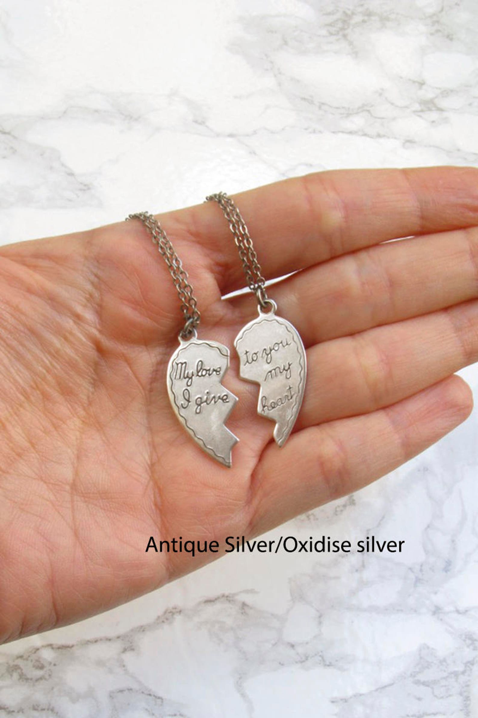 Broken Heart Necklace Boyfriend Girlfriend Jewelry Couple - Etsy