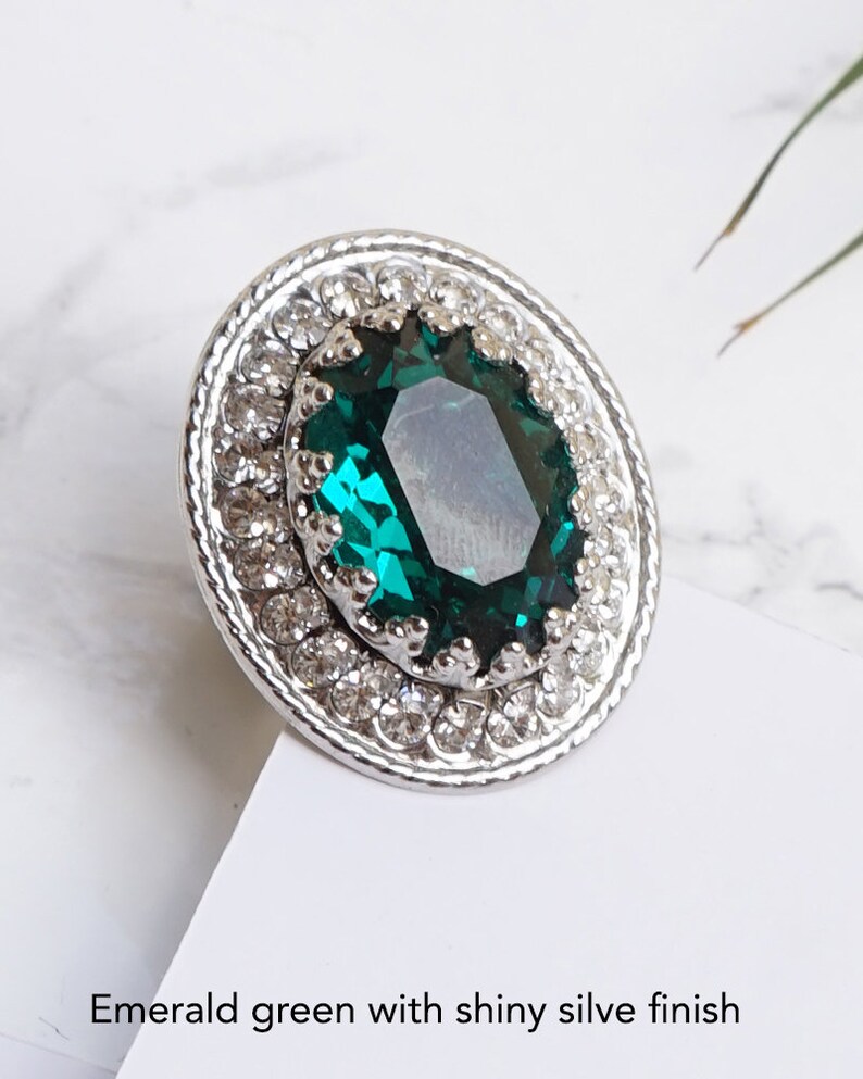 Green Cocktail Ring for Women, Emerald Rings, Gold Ring, Big Stone Ring ...