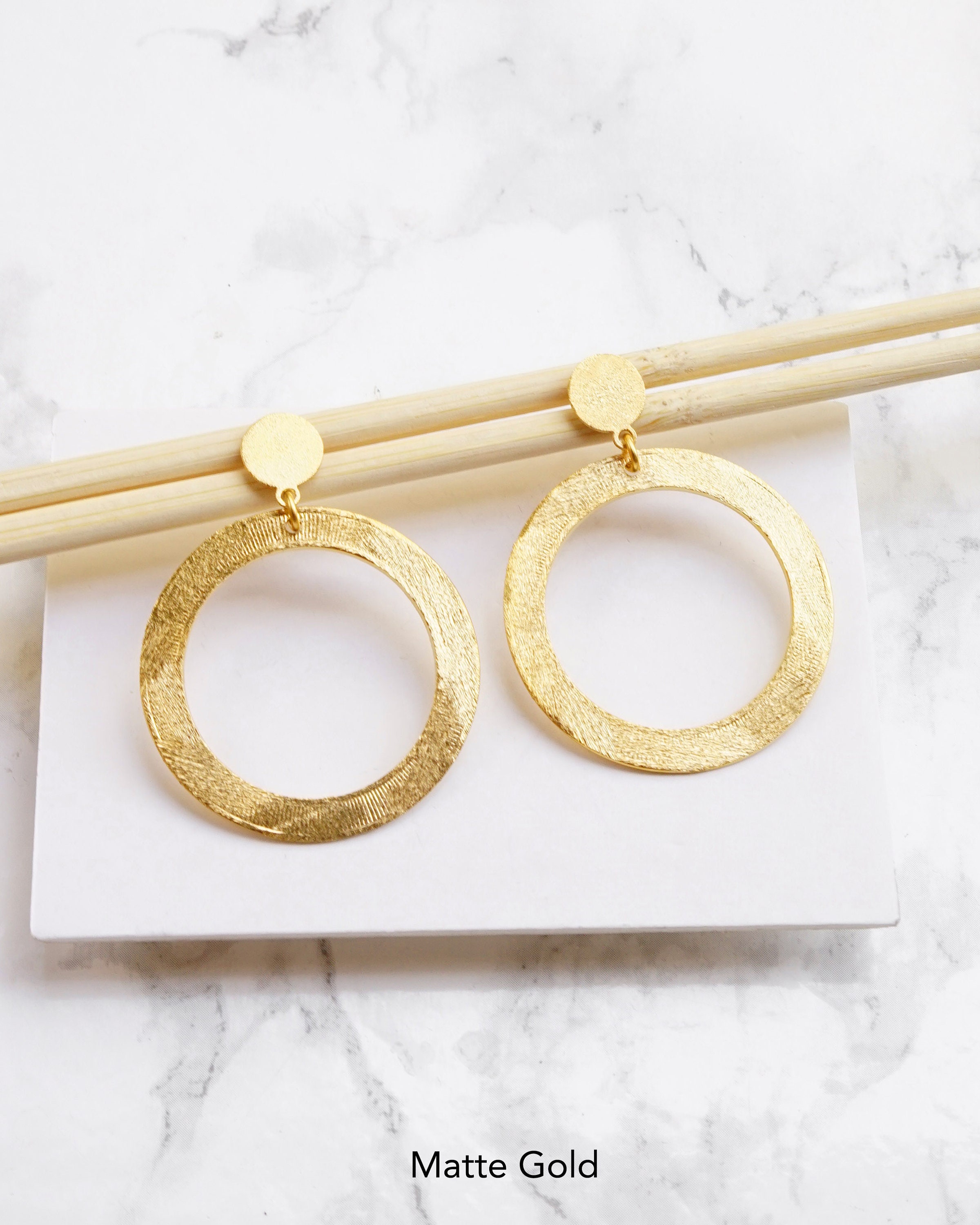 Circle Earrings Gold Round Earrings Gold Modernist Earrings | Etsy