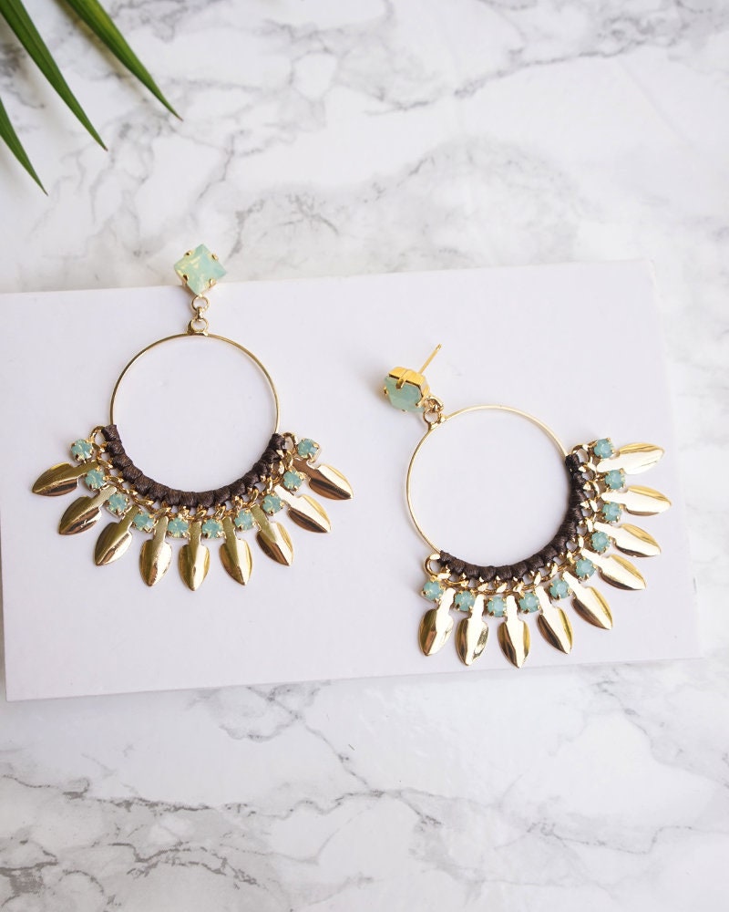 Gypsy Hoops, Gold Hoops Earrings, Hoop Drop Earrings, Unique Earrings ...