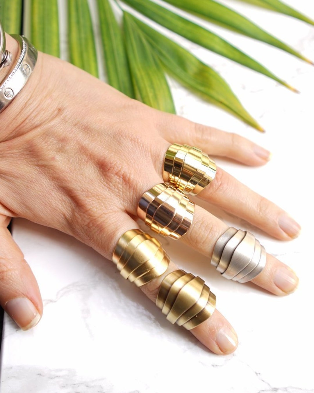 Wide Band Ring for Women, Silver Rings for Women, Chunky Rings, Large ...