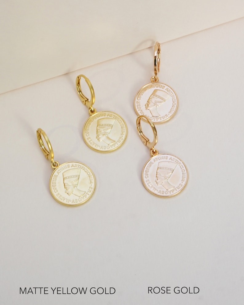 Coin Earrings Gold Coin Earrings Medallion Earring Coin | Etsy