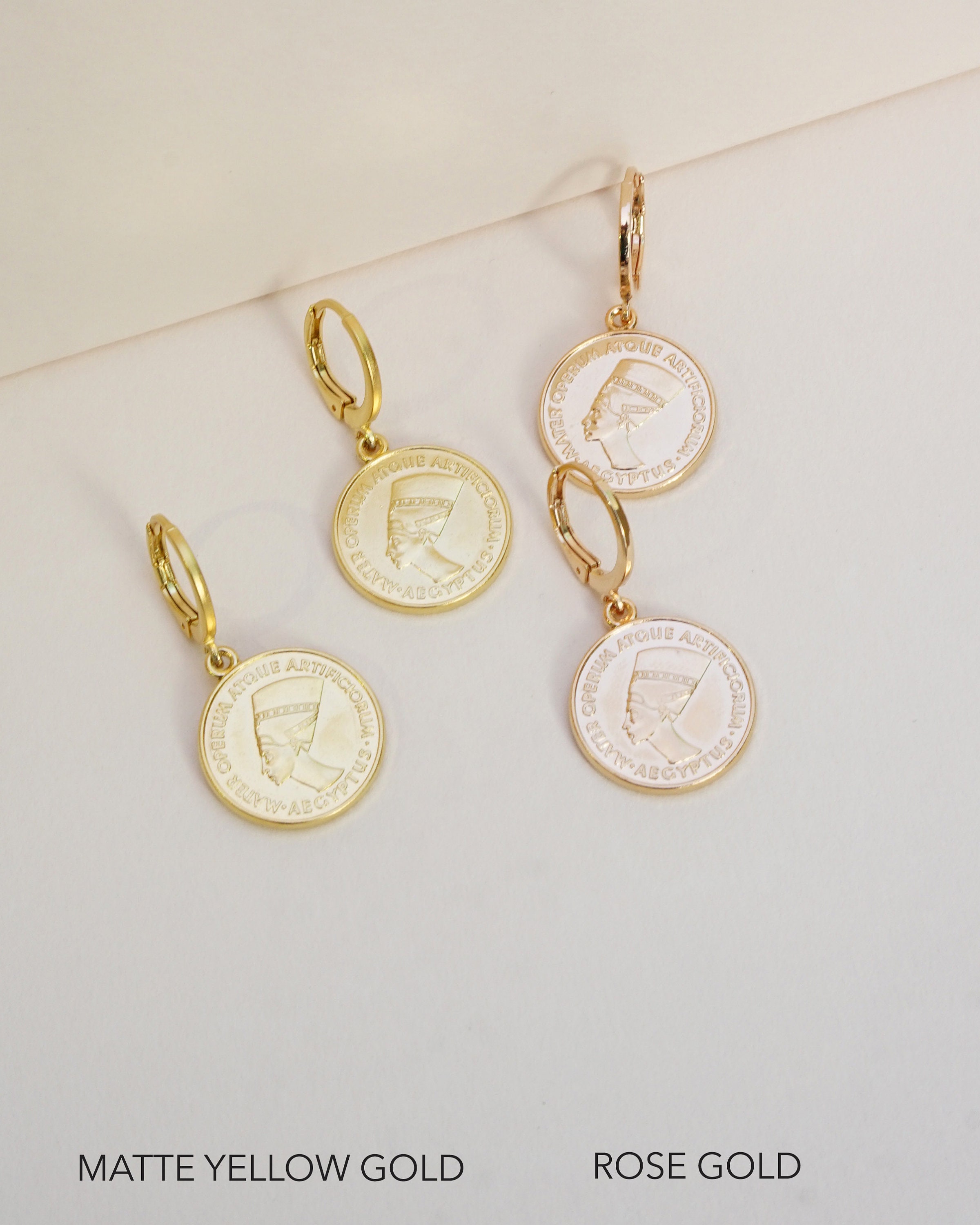 Coin Earrings Gold Coin Earrings Medallion Earring Huggie | Etsy