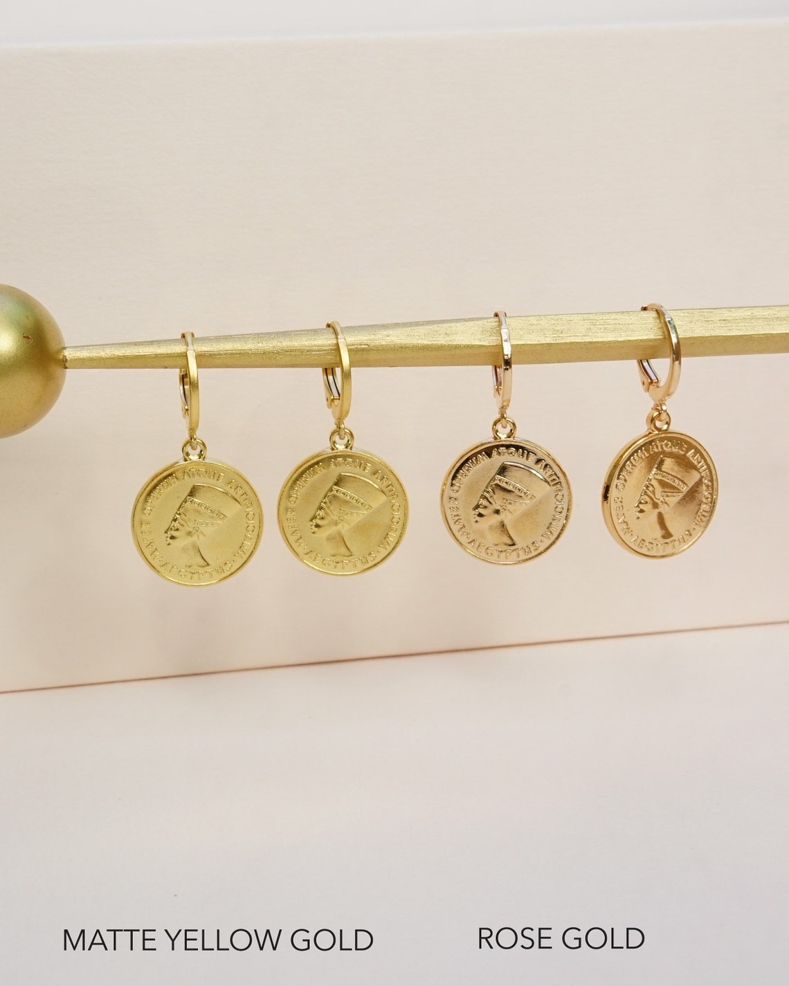 Coin Earrings Gold Coin Earrings Medallion Earring Coin | Etsy