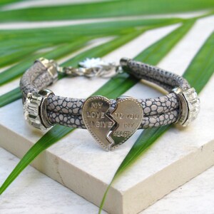 Broken Heart Bracelet, Leather Bracelets for Women, Girlfriend Jewelry ...