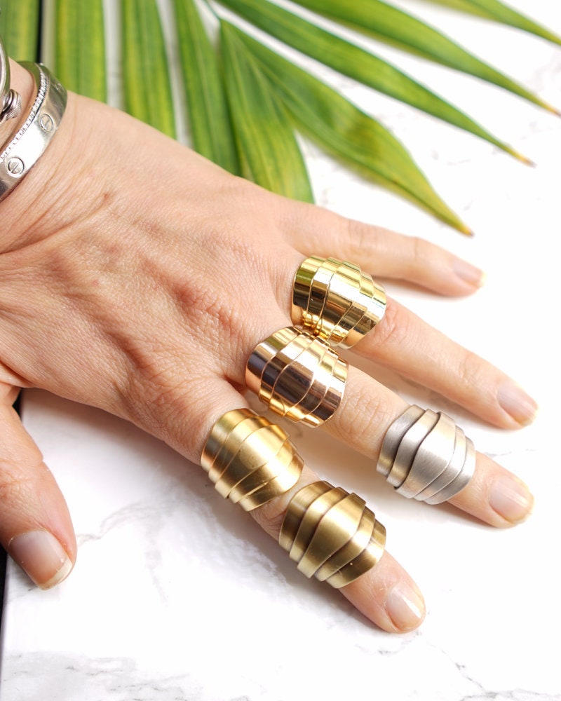 Chunky Ring for Women, Wide Gold Ring, Wide Band Ring, Statement Ring ...