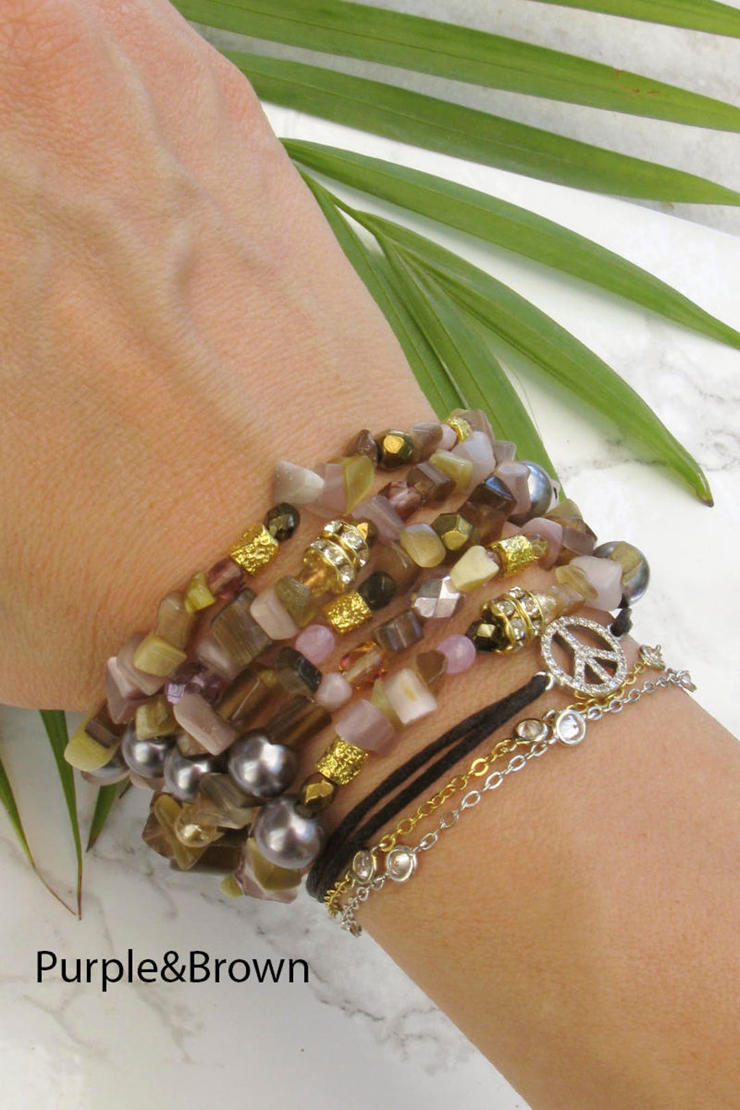 Ensemble de bracelets extensibles en perles, Bracelets de pierres ...