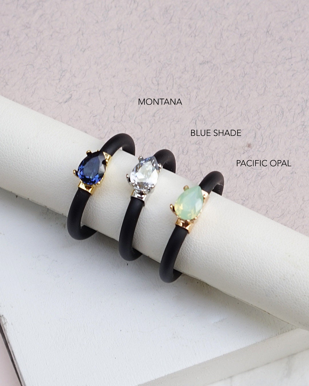 Silicone Rings for Women, Silicone Ring With Stone, Black Silicone Ring ...
