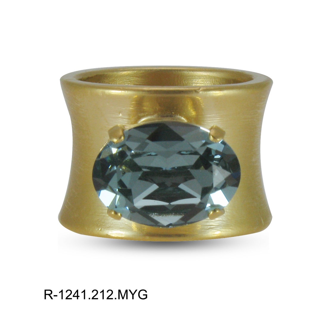 Light Blue Ring, Gold Wide Rings for Woman, Dusty Blue Jewelry, Blue ...