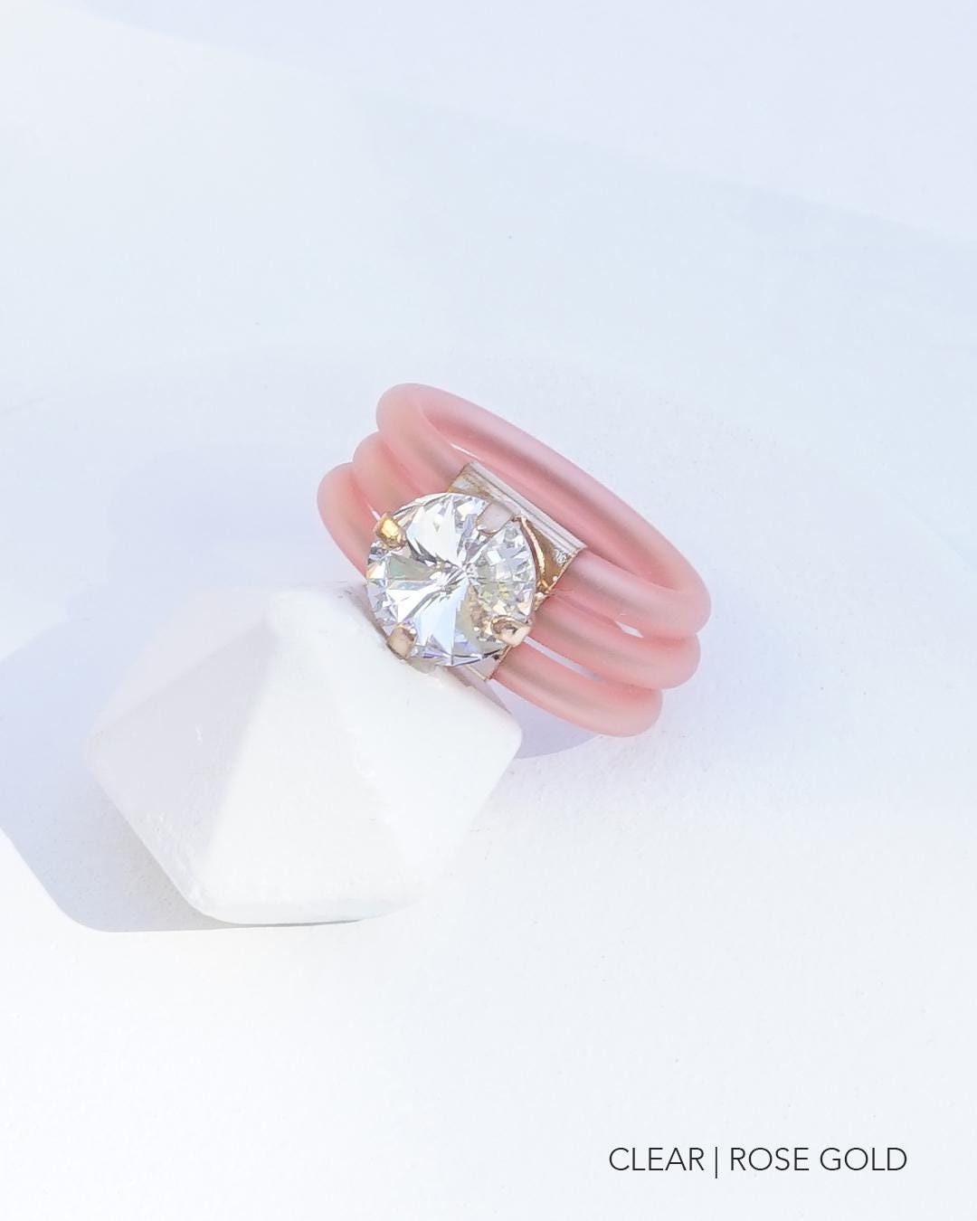 Silicone Rings Women, Triple Rubber Band, Stone Ring, Wide Silicone ...