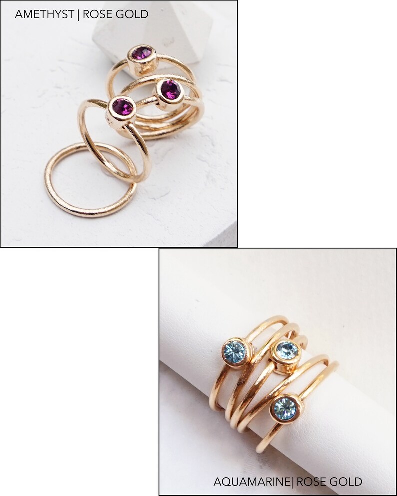 Crystal Blue Ring, Gold Stacking Ring, Sapphire Rings Women, Multi Band ...