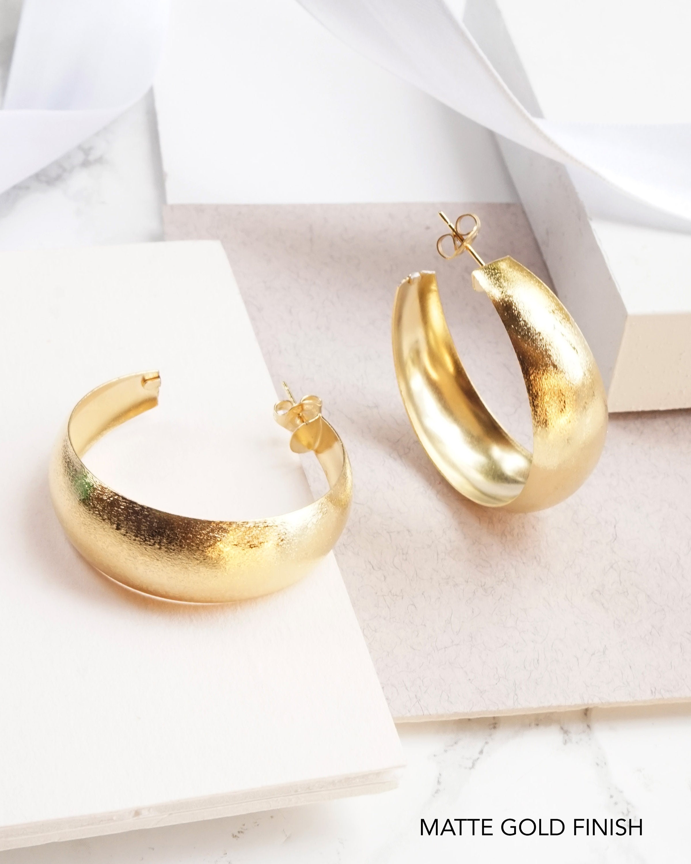 Chunky Hoop Earrings Chunky Earrings Thick Gold Hoop - Etsy UK
