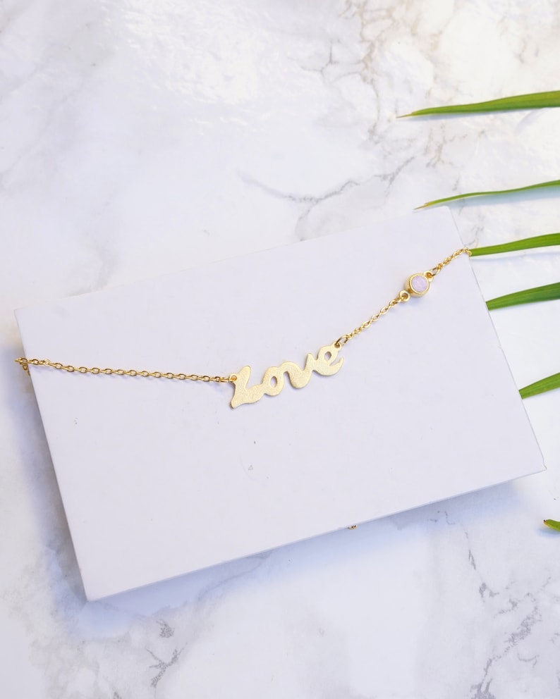Love Word Dainty Necklace Love Symbol Necklace Script Love - Etsy