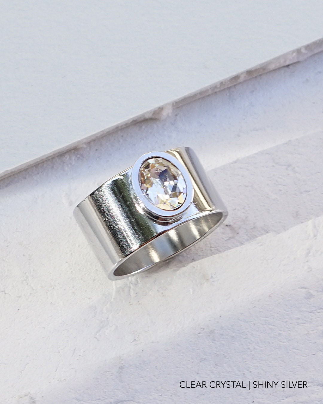 Clear Crystal Ring, Gold Ring for Women, Cigar, Thick Ring for Women ...