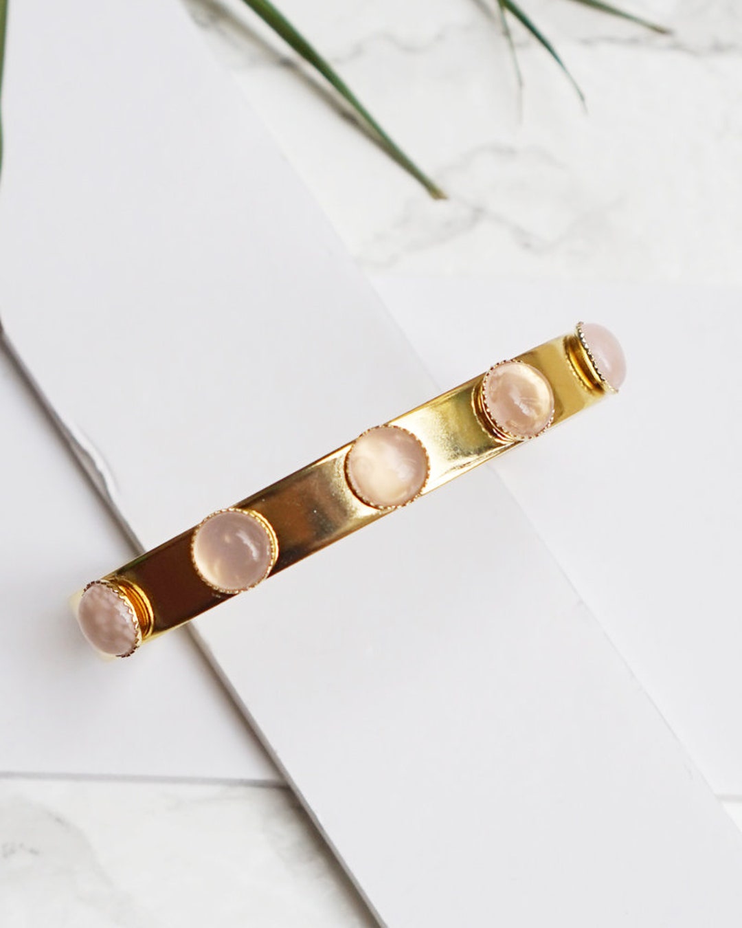 Rose Gold Bracelet, Rose Quartz Bracelets for Women, Rose Gold Cuff ...