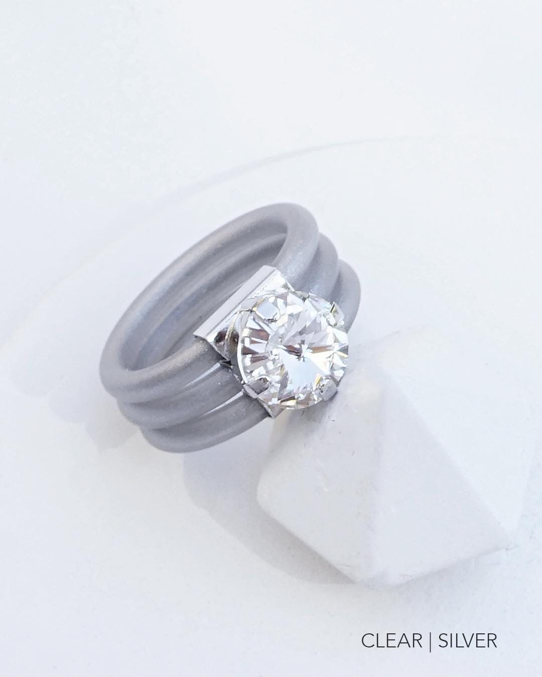 Silicone Rings Women, Rubber Band, Stone Ring, Wide Ring, Rubber Ring ...