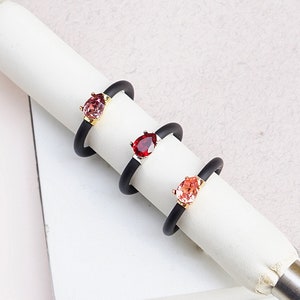 Silicone Rings for Women, Silicone Ring With Stone, Black Silicone Ring ...