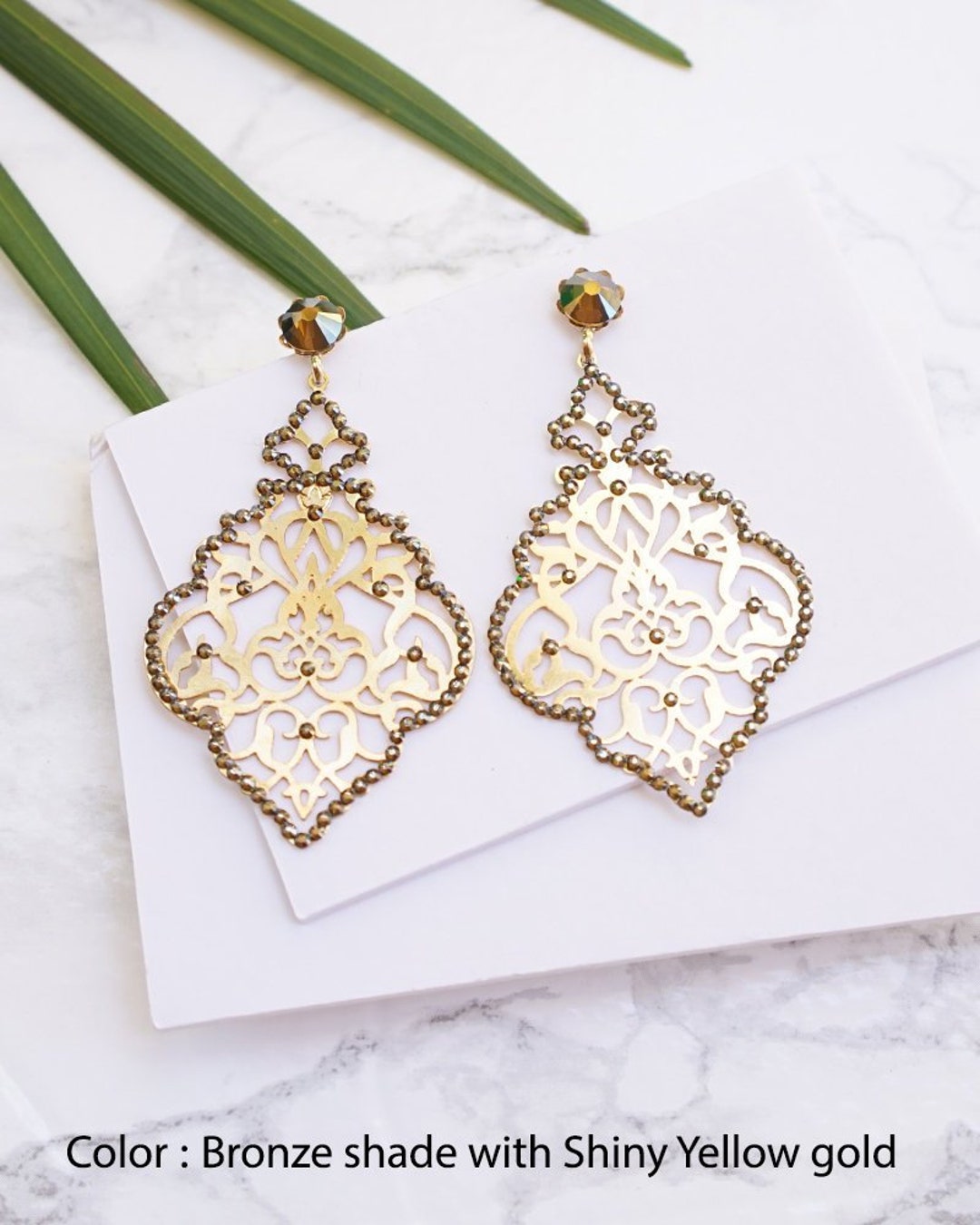 Gold Persian Earrings, Statement Earrings, Gold Chunky Earrings ...