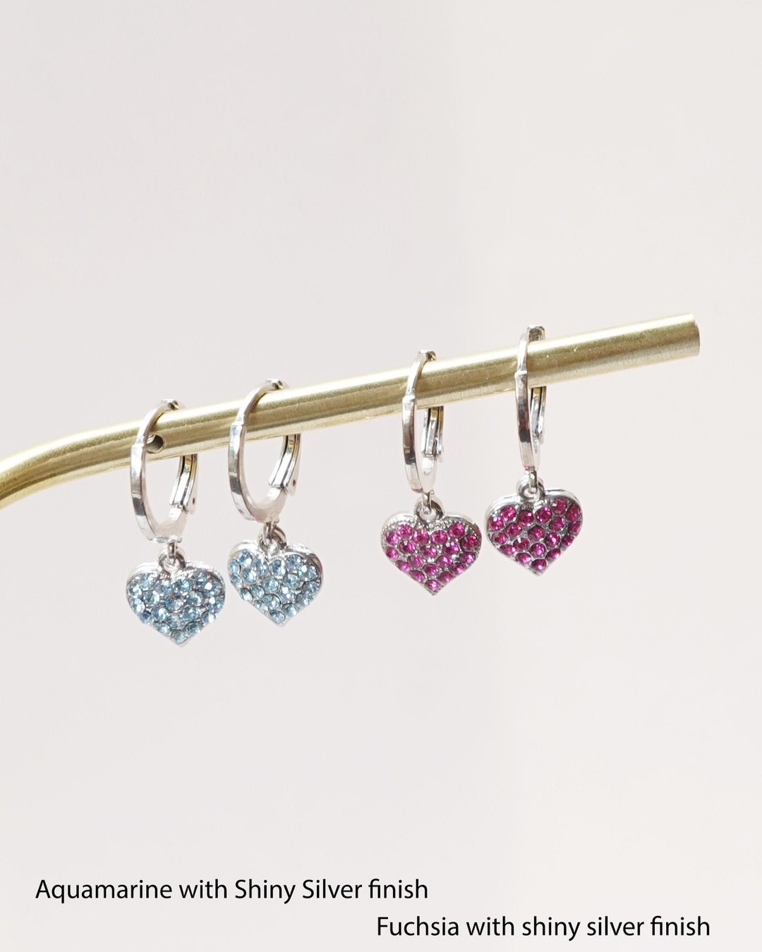 Heart Charm Earring, Huggie Hoops Earrings, Small Earring, Silver ...
