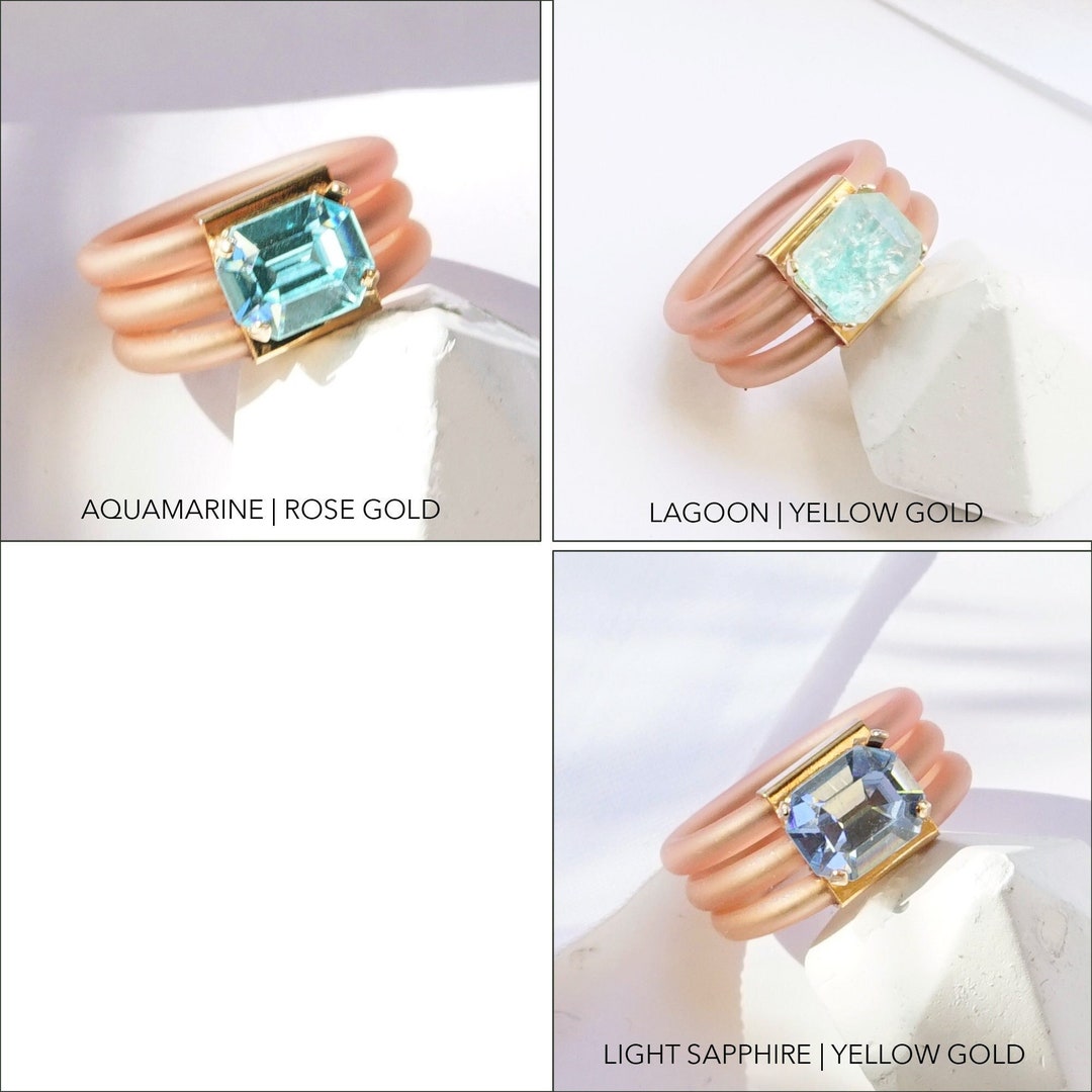 Silicone Stone Ring, Silicone Rings Women With Stone, Blue, Rubber Band ...
