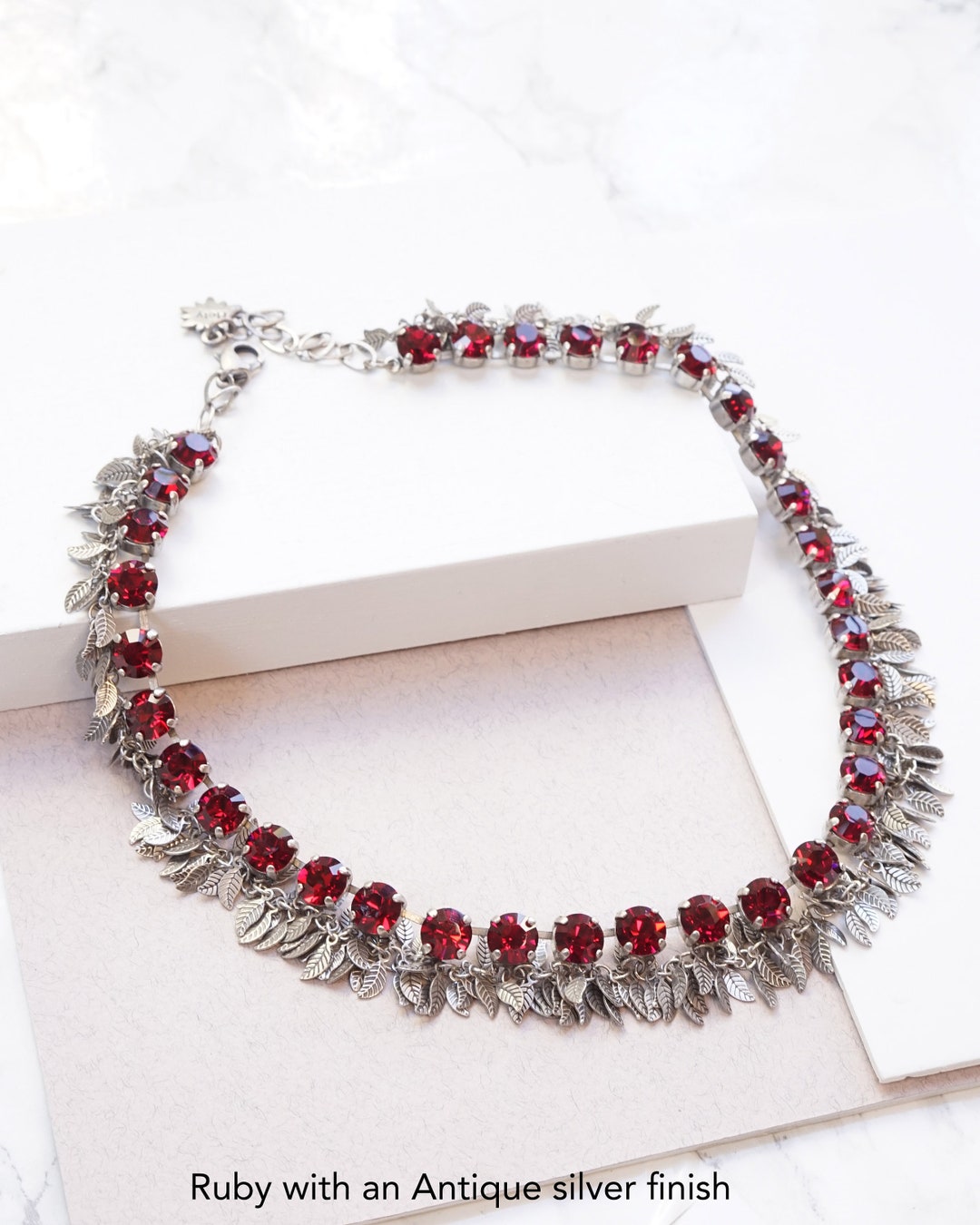 Ruby Necklace for Women, Red Necklace, Rhinestone Necklace, Ruby Choker ...