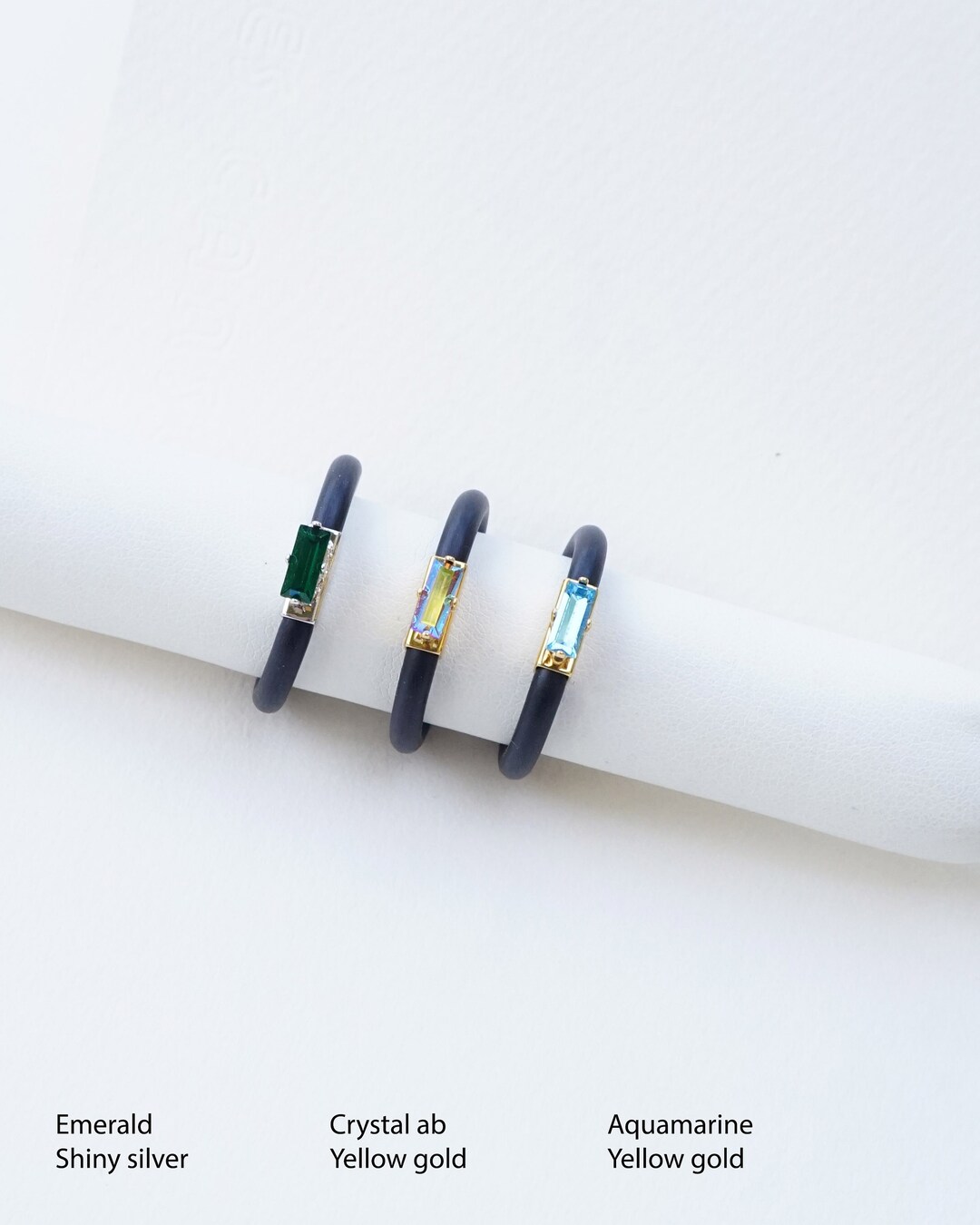 Green Stone Ring, Silicone Rings for Women, Rubber Ring Band, Unique ...