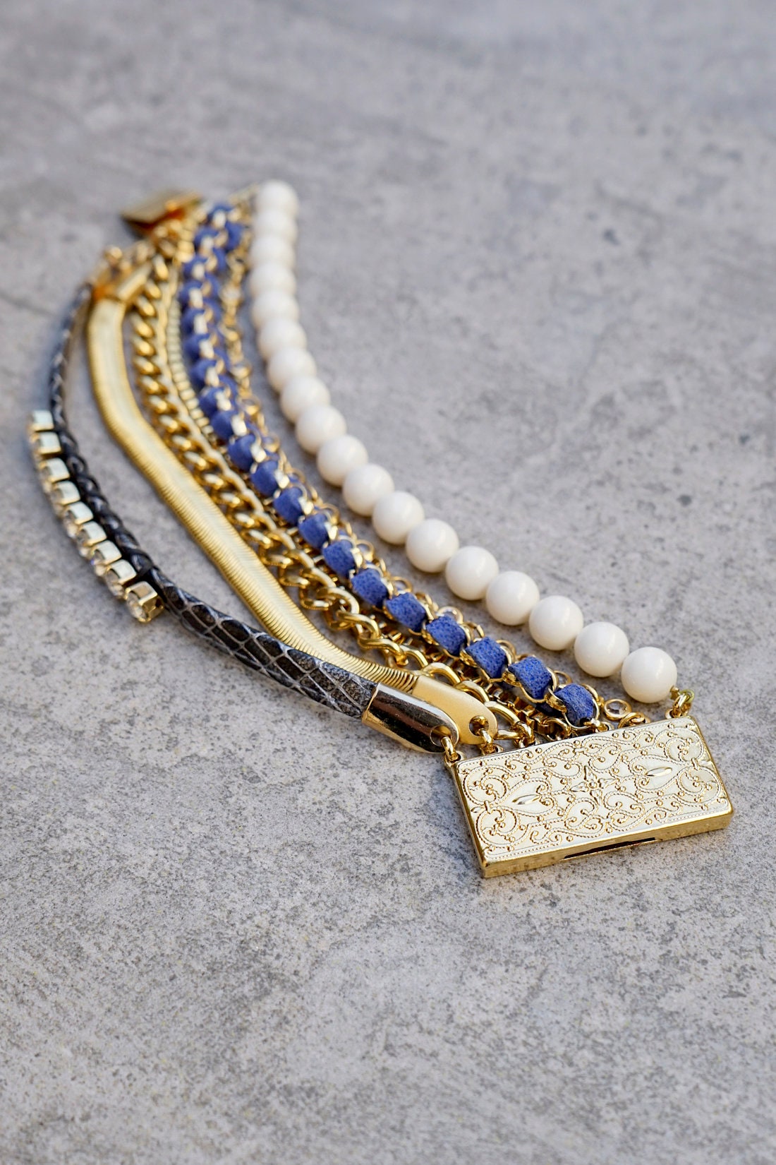 Multichain Bracelet Blue Women Bracelet Multi Strand - Etsy