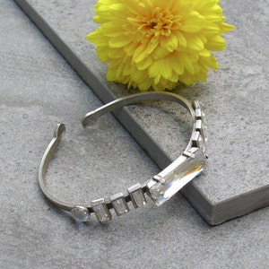 Silver Cuff for Women, Chunky Cuff, Bridal Crystal Cuff, Bridesmaids ...