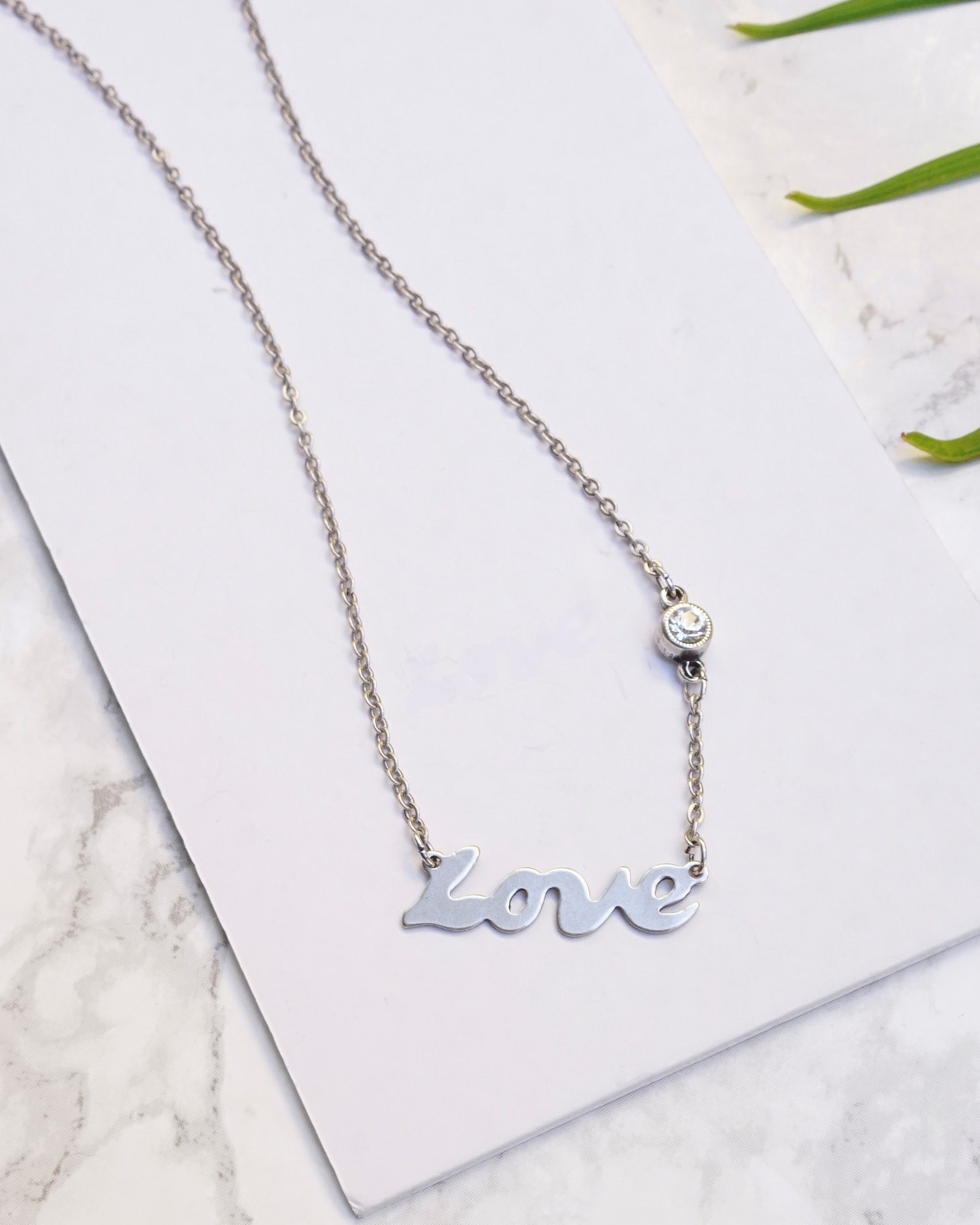 Love Word Dainty Necklace Love Symbol Necklace Script Love - Etsy