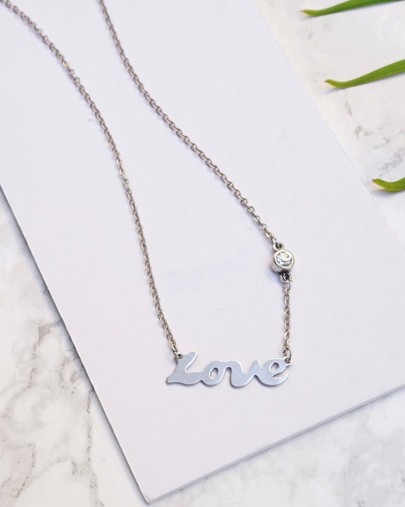Love Word Dainty Necklace Love Symbol Necklace Script Love - Etsy