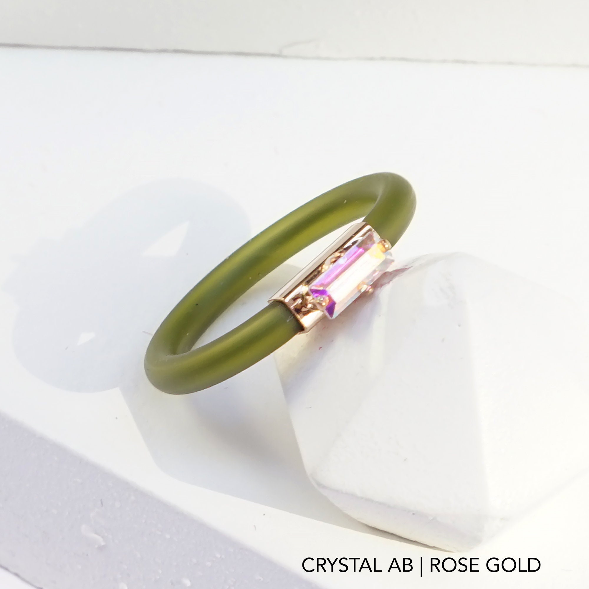 Silicone Rings for Women, Silicone Ring With Crystal, Olive Silicone ...