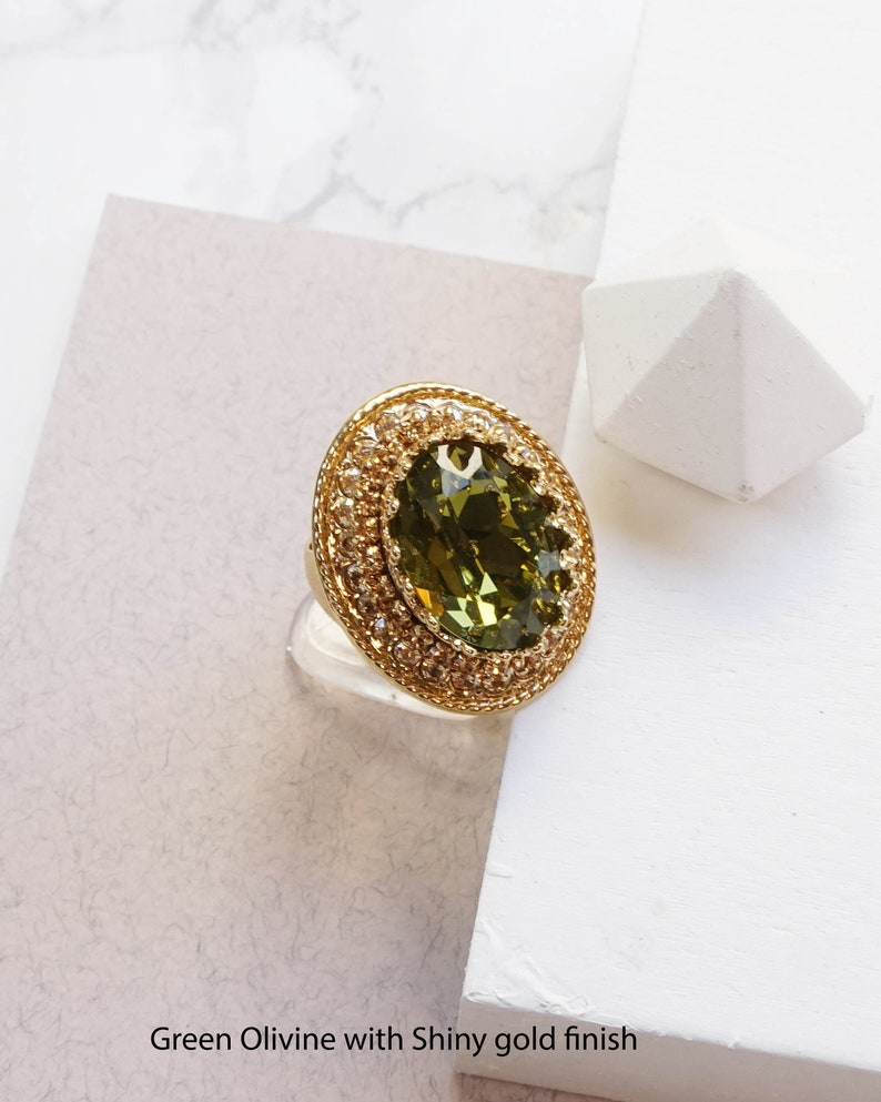 Green Cocktail Ring for Women Emerald Rings Gold Ring Big - Etsy