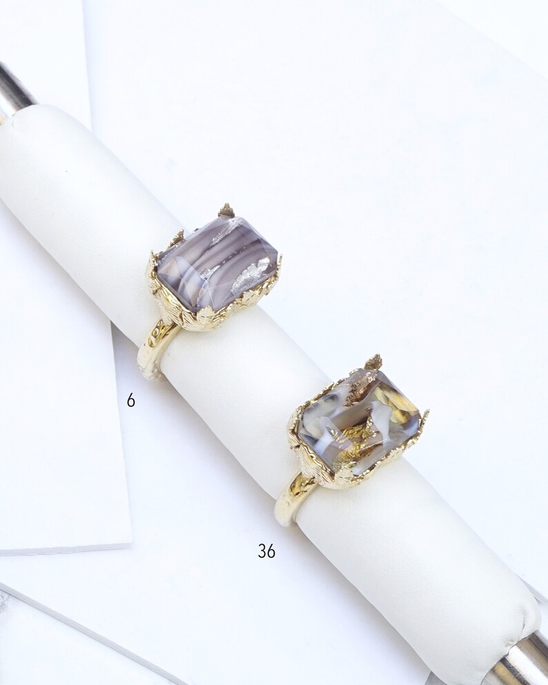 Opal Crystal Rings Large Stone Ring Octagon Ring Big | Etsy