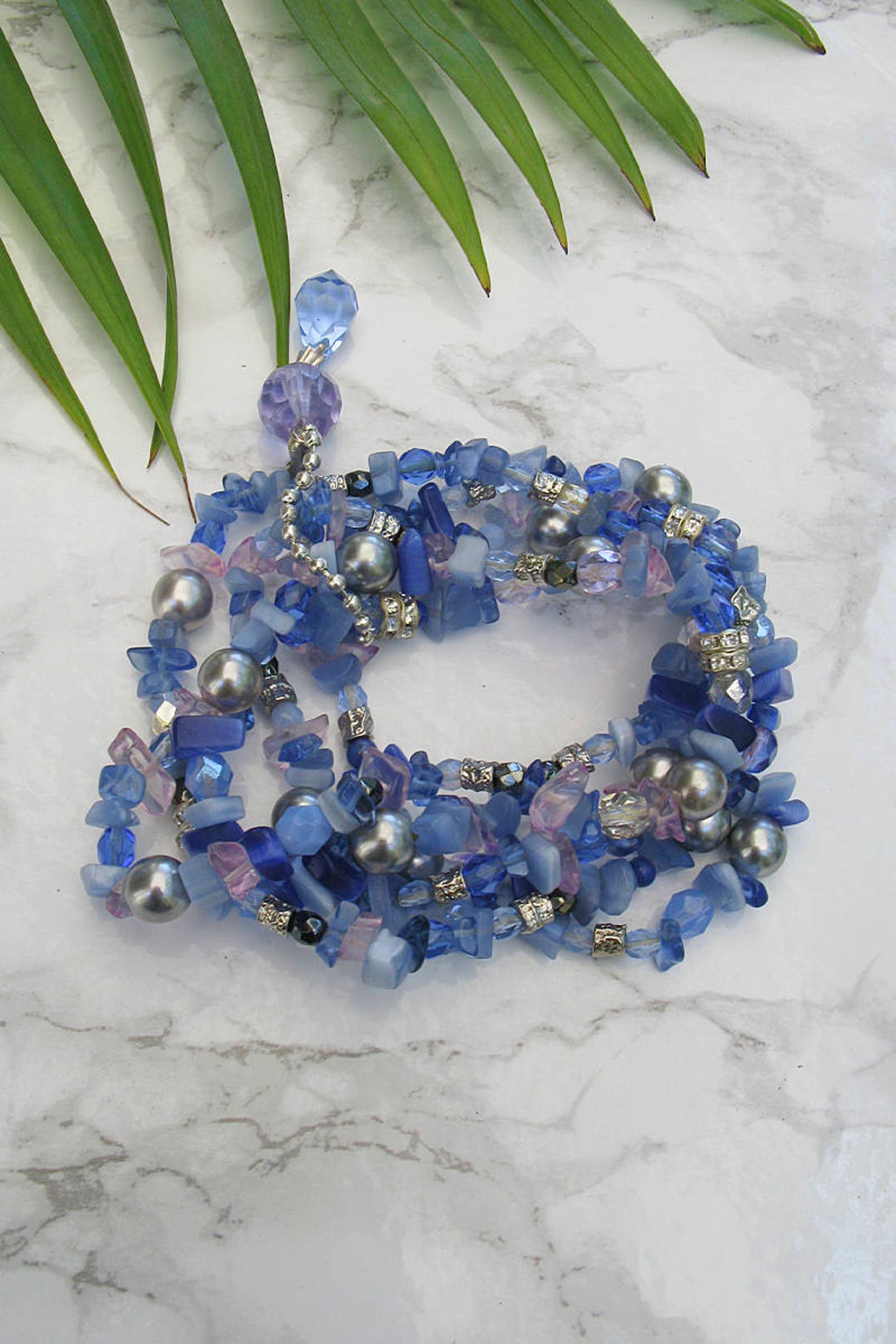 Blue Stone Bracelet for Women Elastic Bracelet Blue - Etsy