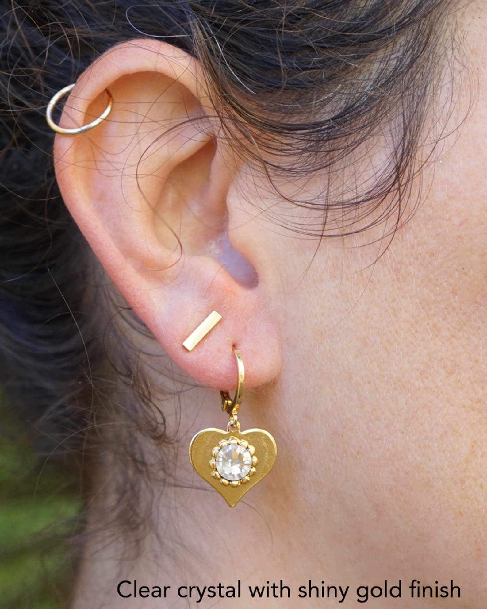 Heart Hoop Earrings, Heart Charm Earring for Women, Small Hoops With ...