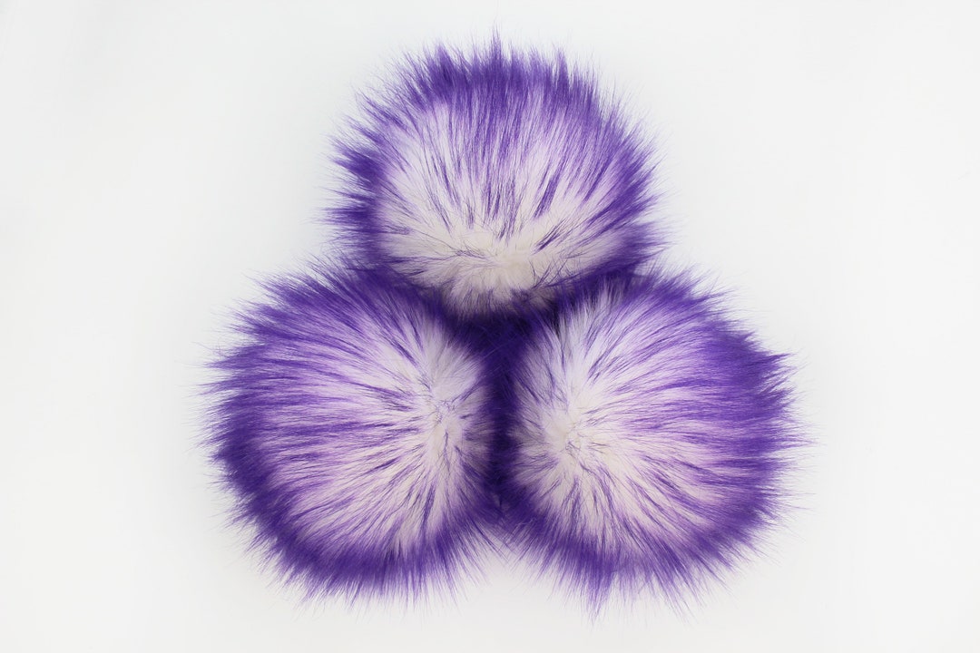 Purple Pop! Faux Fur Pom Pom OR DIY Square - Fur Pom - Pom for Beanies ...