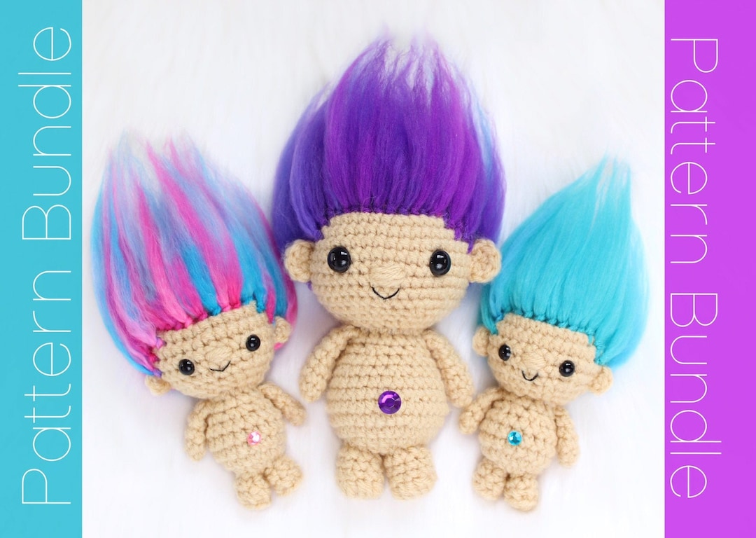 PATTERN BUNDLE- Mini and Regular Sized Troll Pattern- PDF Pattern Only ...