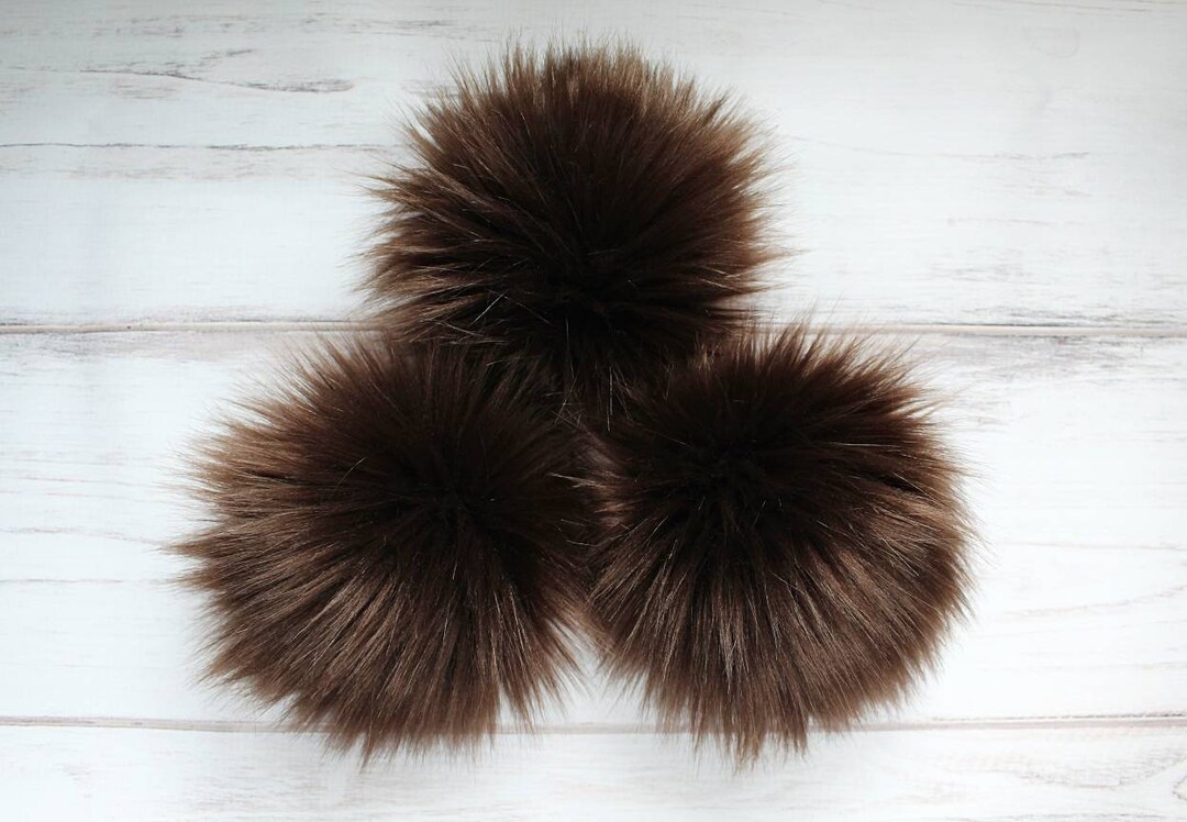 Chocolate Faux Fur Pom OR DIY Square - Fur Poms - Poms for Beanies ...