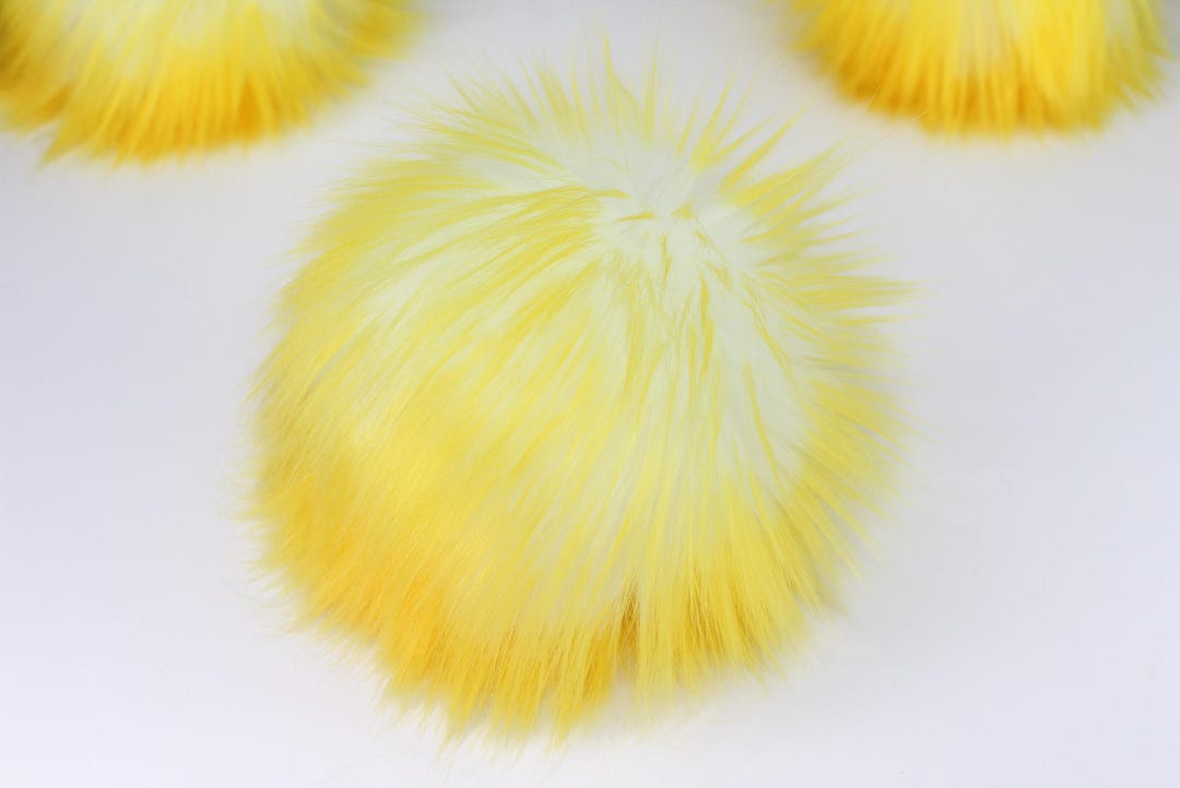 Yellow Pop! Faux Fur Pom OR DIY Square - Fur Poms - Poms for Beanies ...
