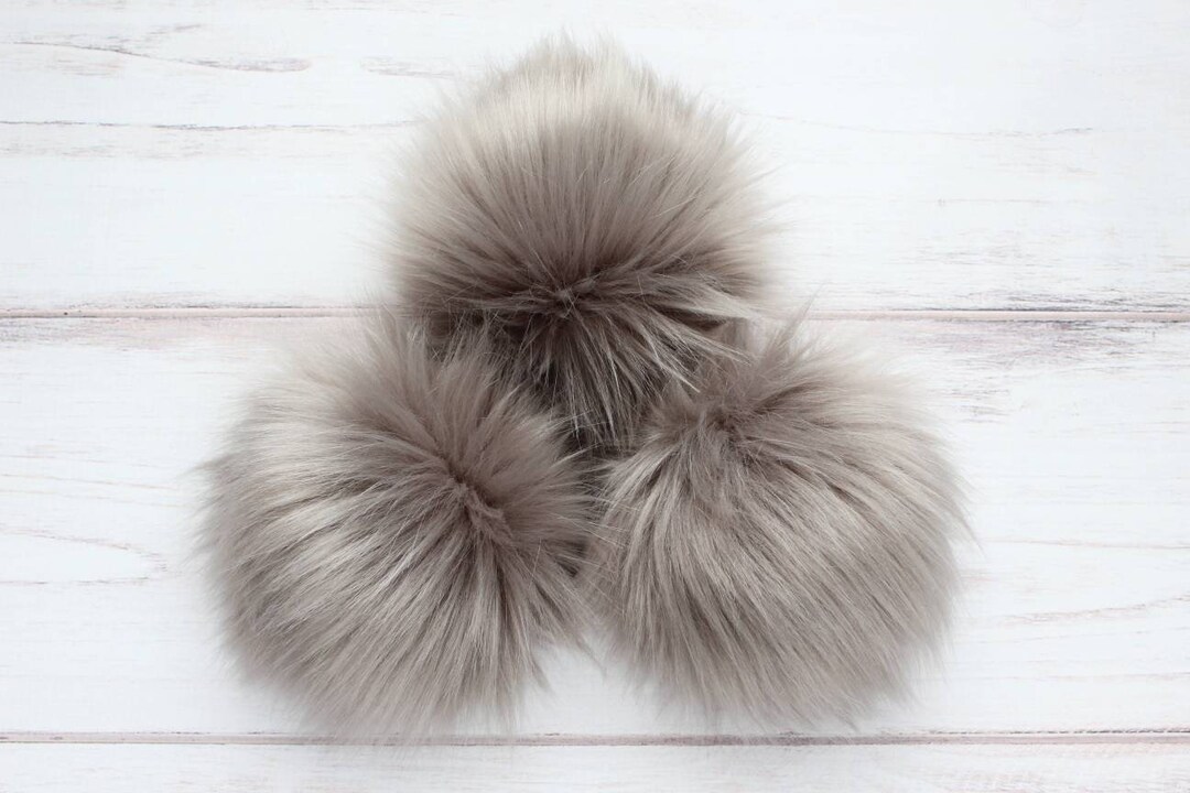 Soft Gray Faux Fur Pom OR DIY Square Cut - Fur Poms - Faux Fur Poms ...
