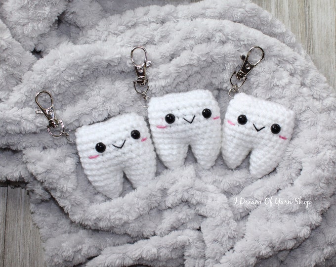 Tooth Keyhain Crochet Tooth Amigurumi Tooth Dental Gifts for Dentists ...