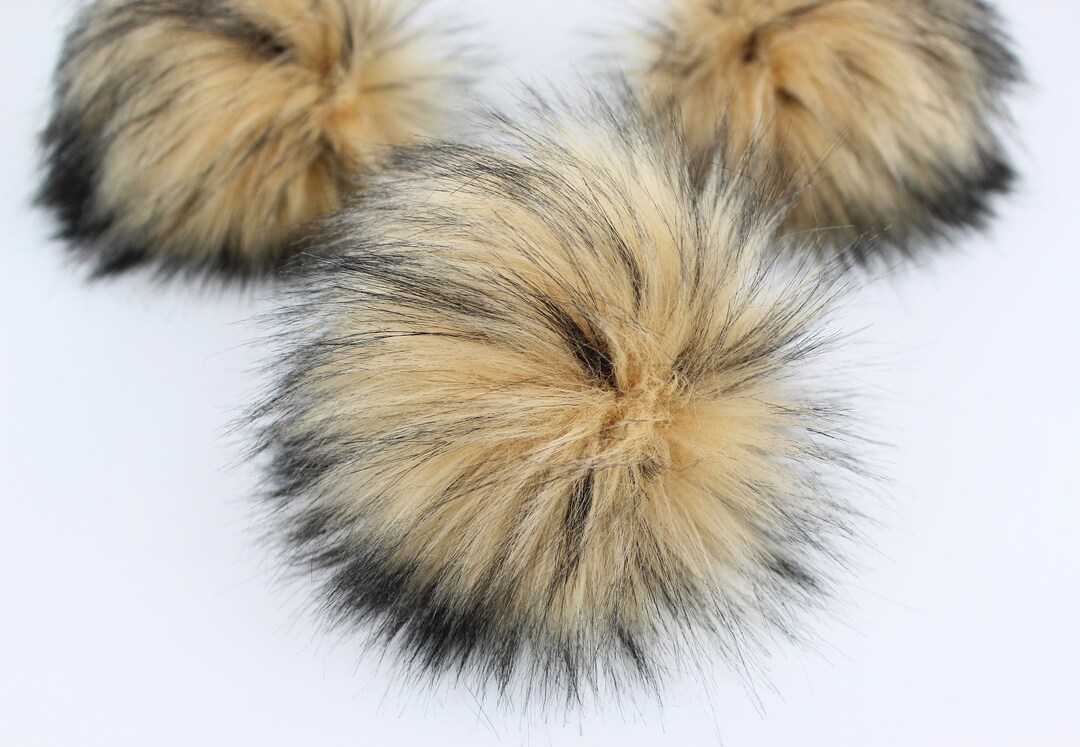 Chai Faux Fur Pom OR DIY Square- Fur Pom - Pom For Beanies - Fluffy Pom ...