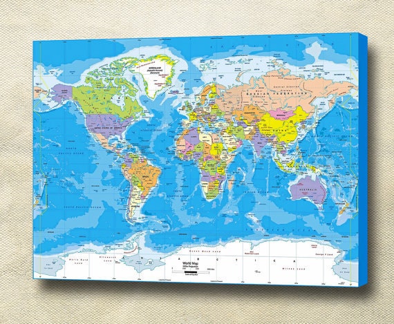 World Map Canvas/ House Decoration/wrapped/vows/ Lyrics/ - Etsy